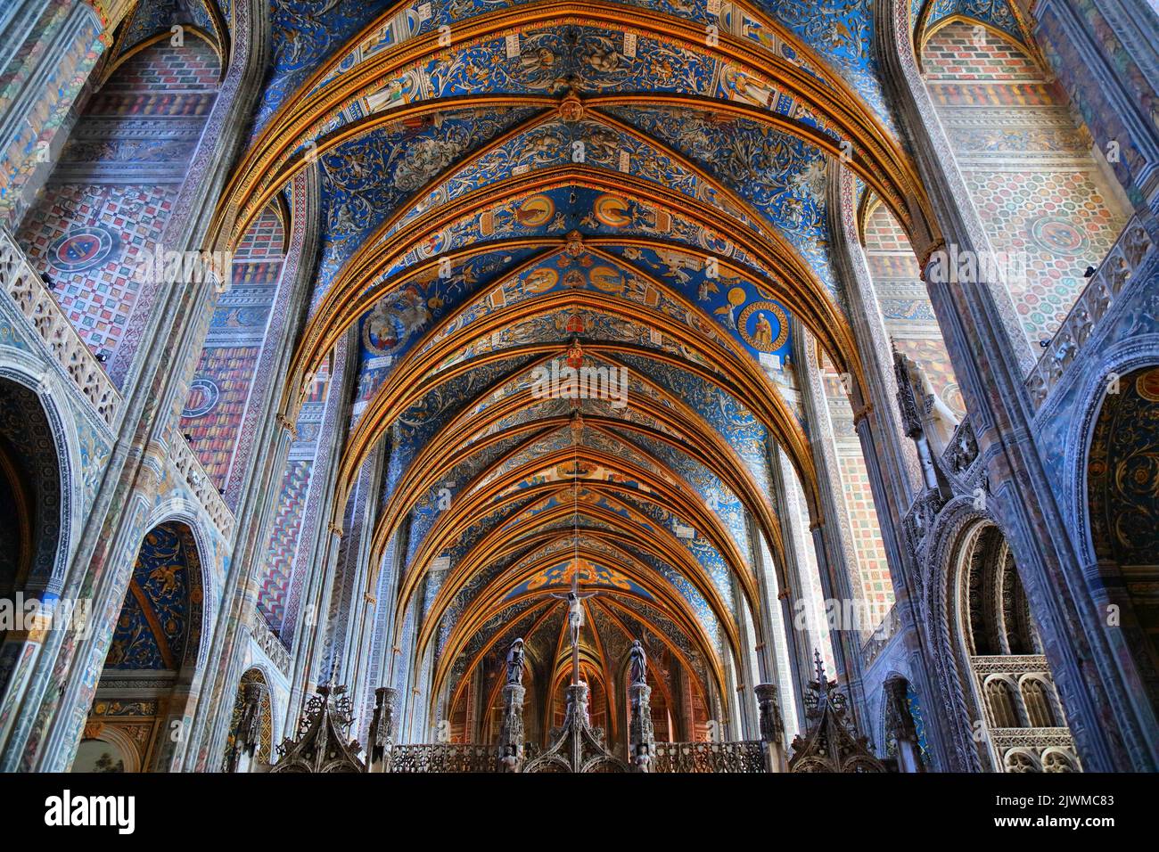 ALBI, FRANCE - SEPTEMBER 29, 2021: Vaulted ceiling paintings of Albi ...
