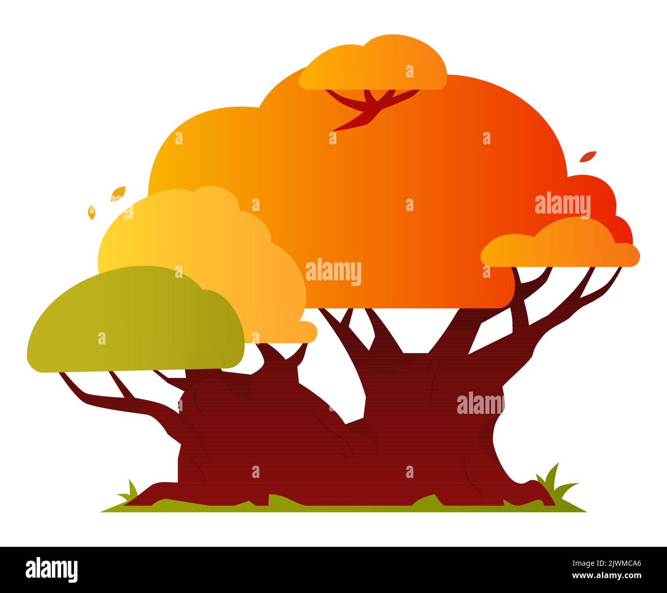 Large branched tree - modern flat design style single isolated image ...