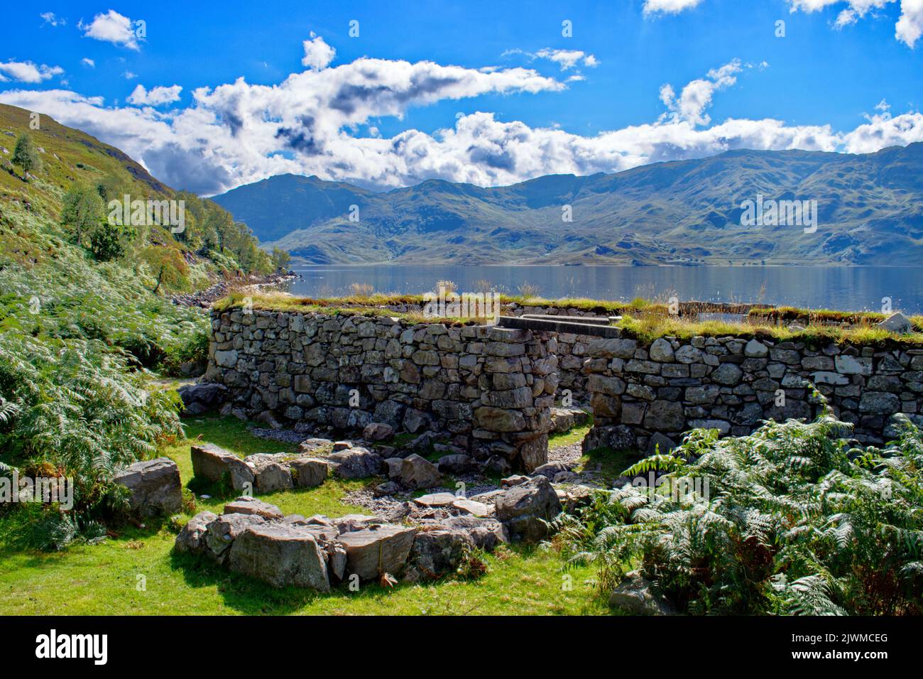 LOCH MORAR LOCHABER SCOTLAND LATE SUMMER OUTER WALLS OF THE CHAPEL OF ...