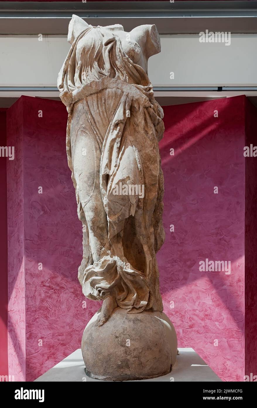 Greek goddess of victory treading on globe, Library of Hadrian, Athens ...