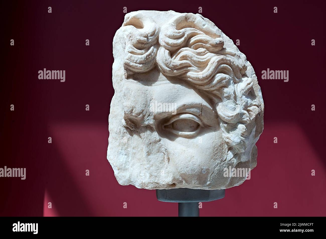 Part of a statue head, Library of Hadrian, Athens, Greece Stock Photo ...