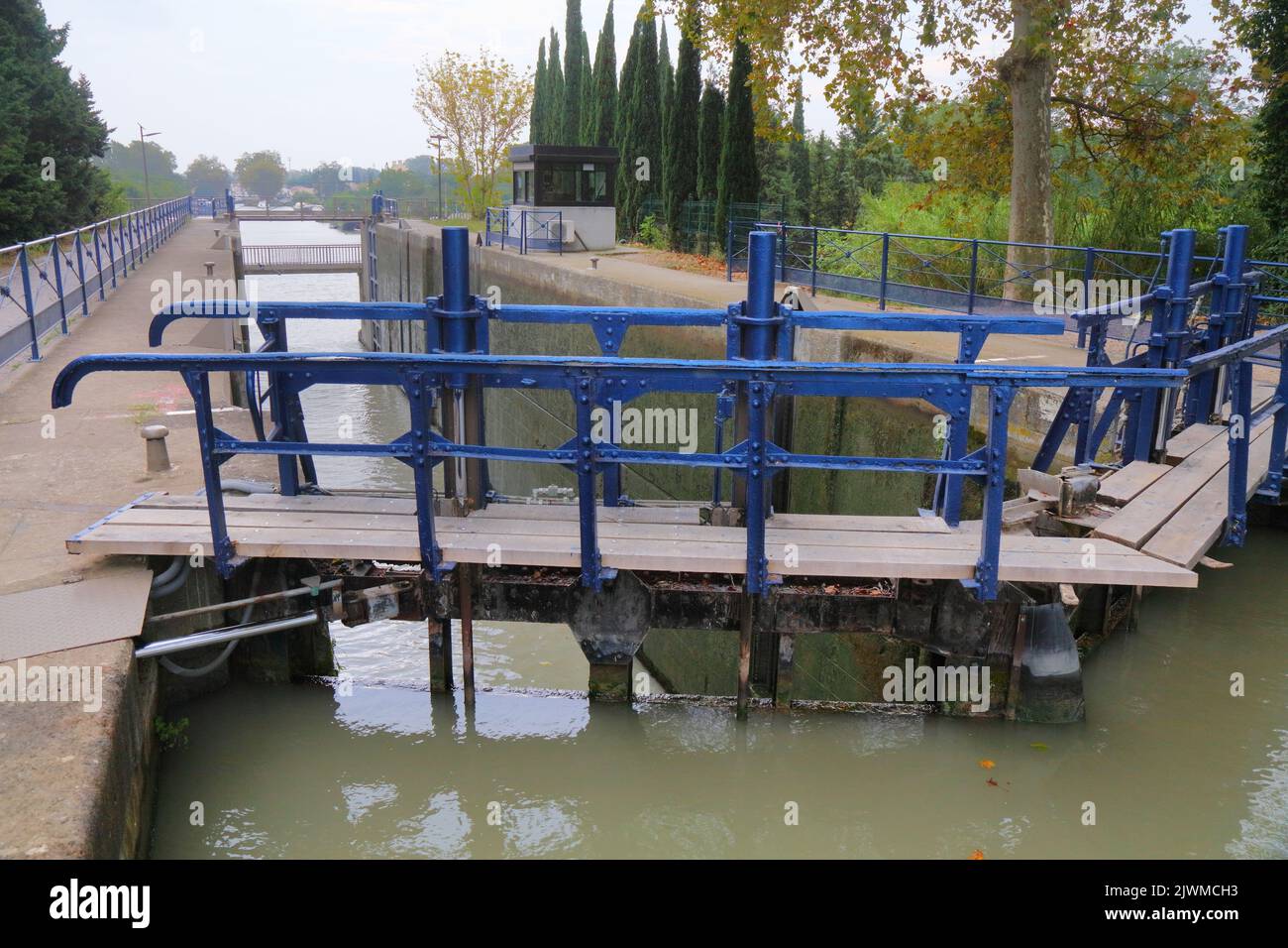 Lock on Canal du Midi in Beziers, France. Waterways in Europe Stock ...