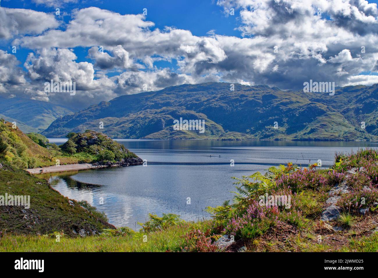 LOCH MORAR LOCHABER SCOTLAND LATE SUMMER TWO PADDLE BOARDS ON THIS VERY ...