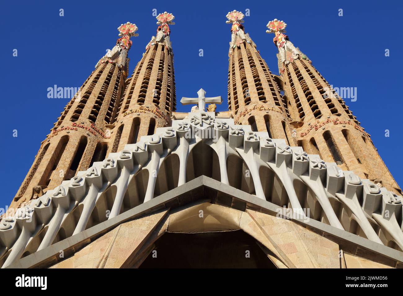 Barcelona Sagrada Familia church towers. Landmark of Barcelona, Spain ...