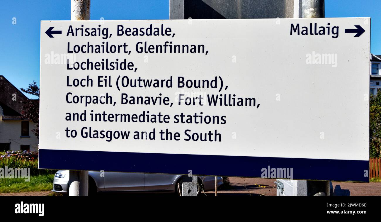 MORAR LOCHABER SCOTLAND DESTINATION SIGN AT THE SCOTRAIL RAILWAY ...