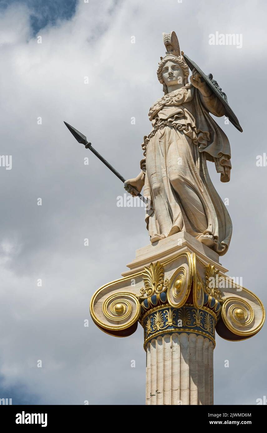 Athena statue in front of Academy of Athens, Greece Stock Photo - Alamy