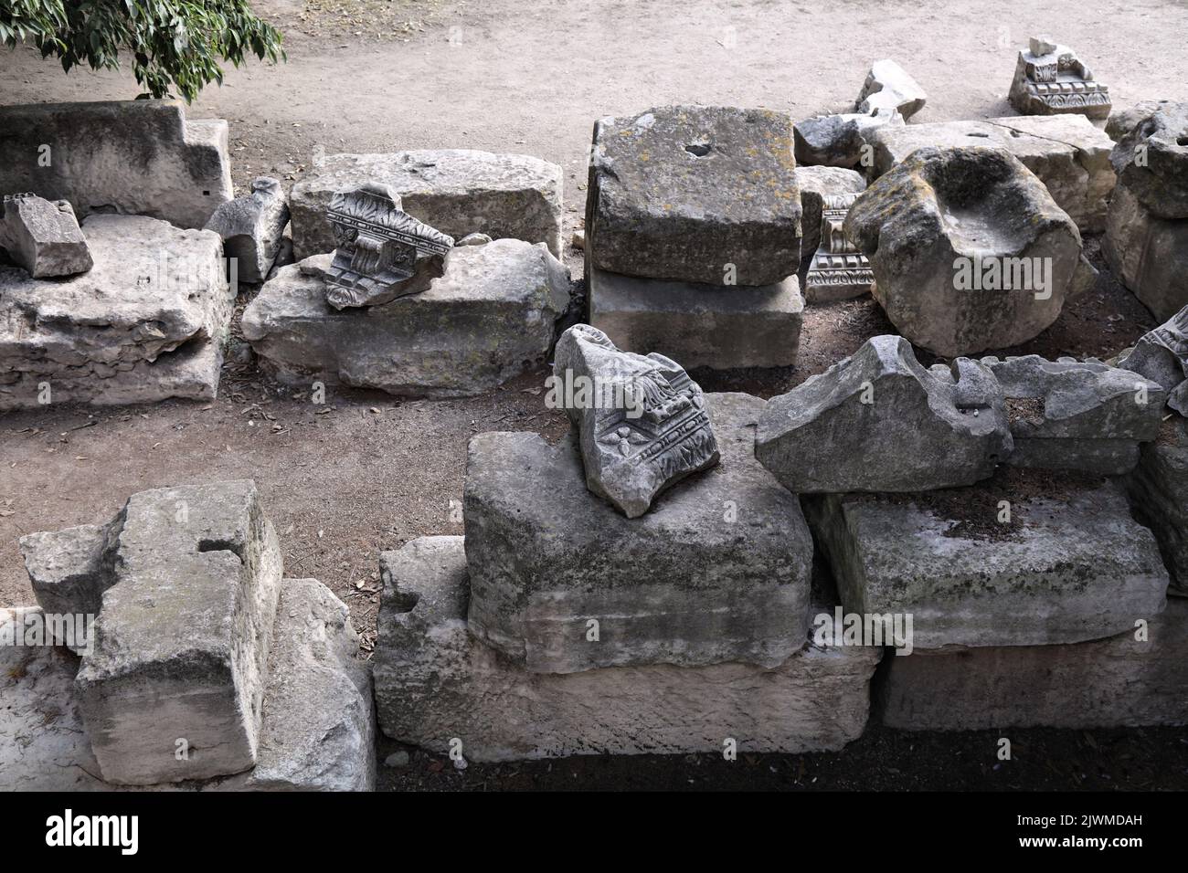 Ancient building pieces and monument debris. Ancient Rome in Arles ...