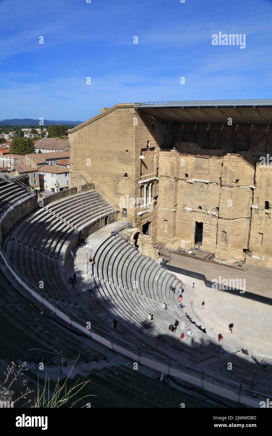 Orange town in Provence, France. UNESCO site - old Roman amphitheater ...