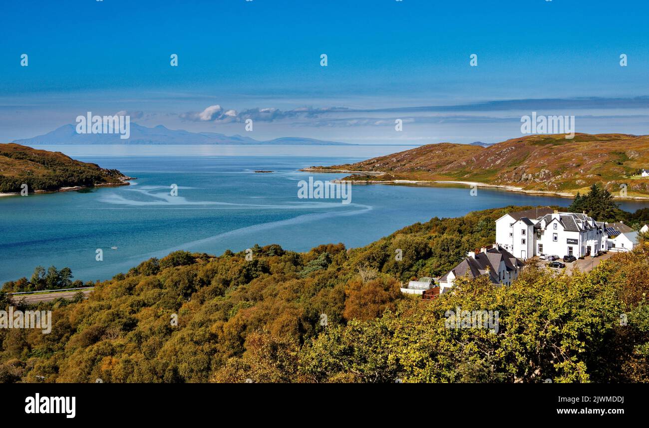 MORAR LOCHABER SCOTLAND LATE SUMMER THE MORAR HOTEL BAY AND BLUE SEA ...