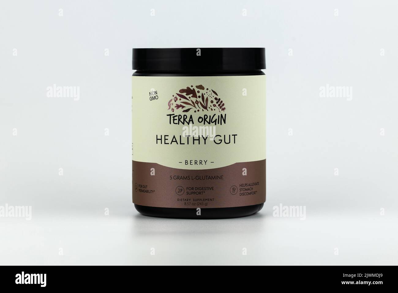 Healthy Gut (digestive support) powder editorial. dietary supplement in ...