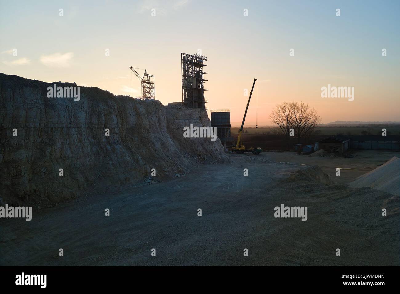 Cement factory at open pit mining of construction sand stone materials ...