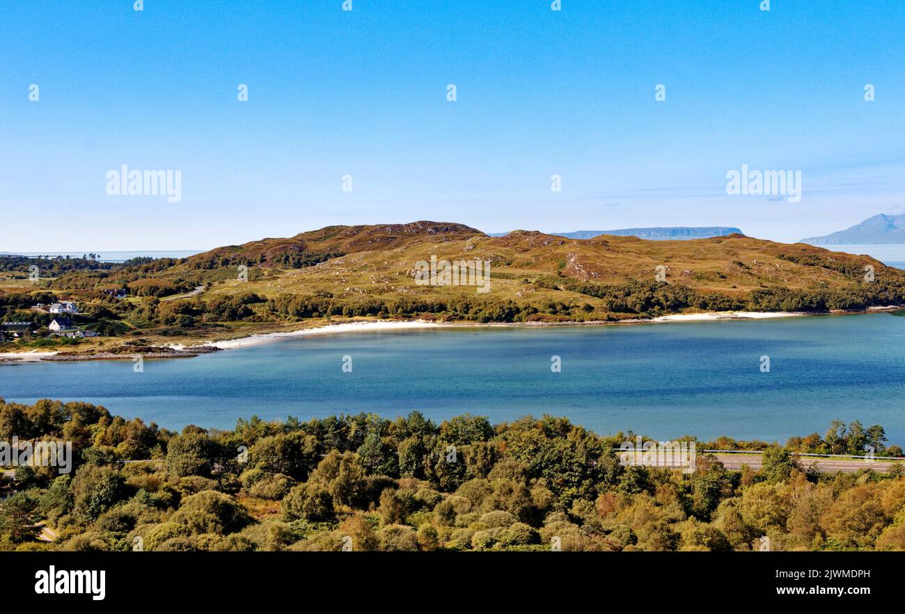 MORAR LOCHABER SCOTLAND LATE SUMMER WHITE SAND BEACHES BAY AND BLUE SEA ...