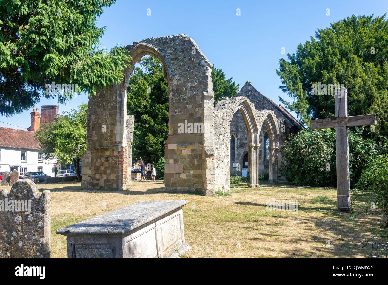 15th century St Mary's Church ruin, Market Place, Wilton, Wiltshire ...