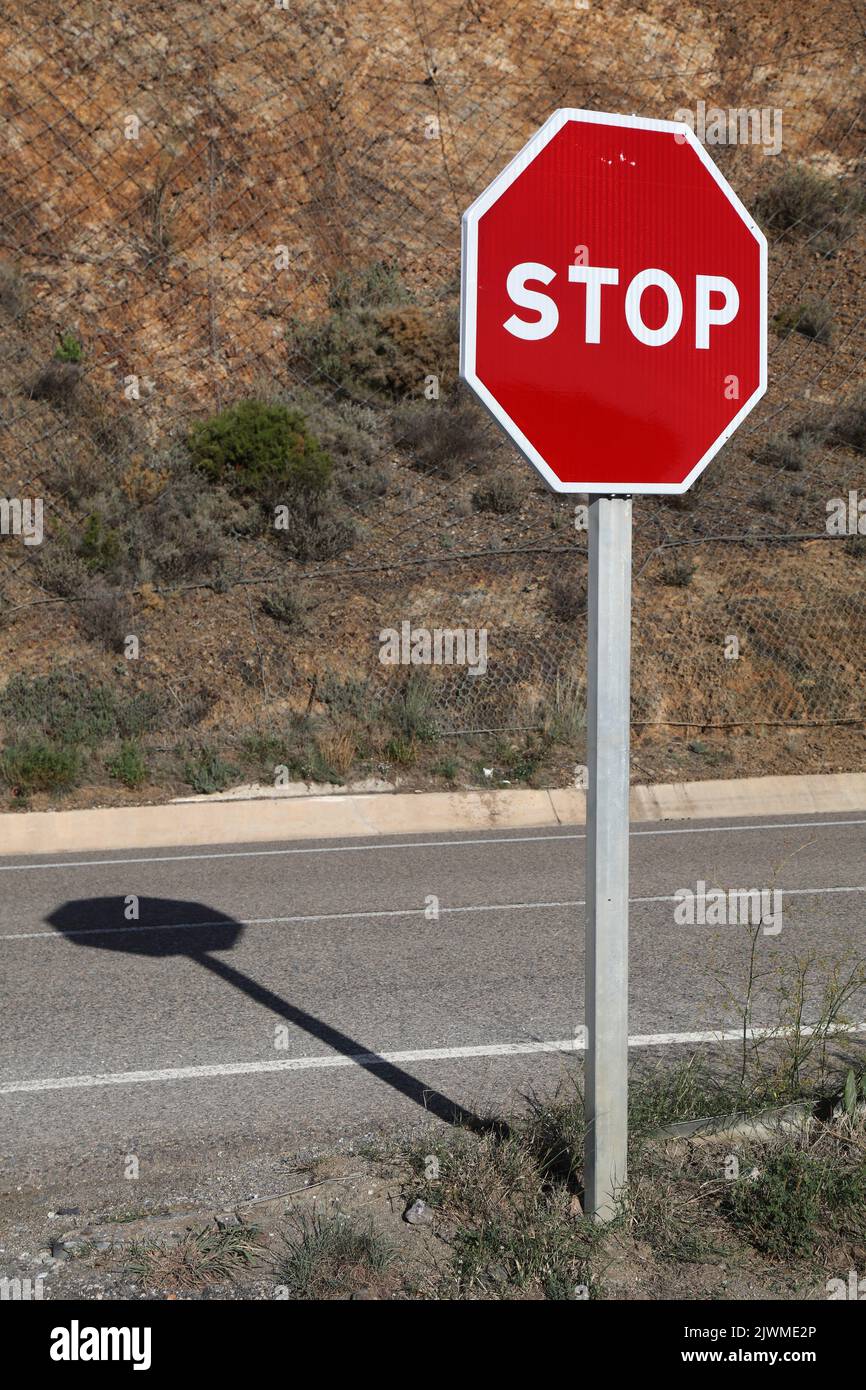 Stop sign in Europe. Road sign in Spain Stock Photo - Alamy