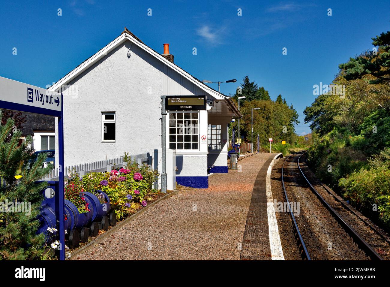 MORAR LOCHABER SCOTLAND THE RAILWAY LINE BUILDINGS AND FLOWER GARDEN OF ...