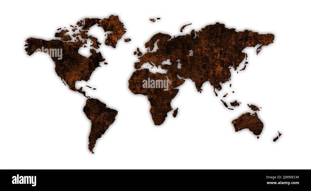 World map on white background Stock Photo - Alamy