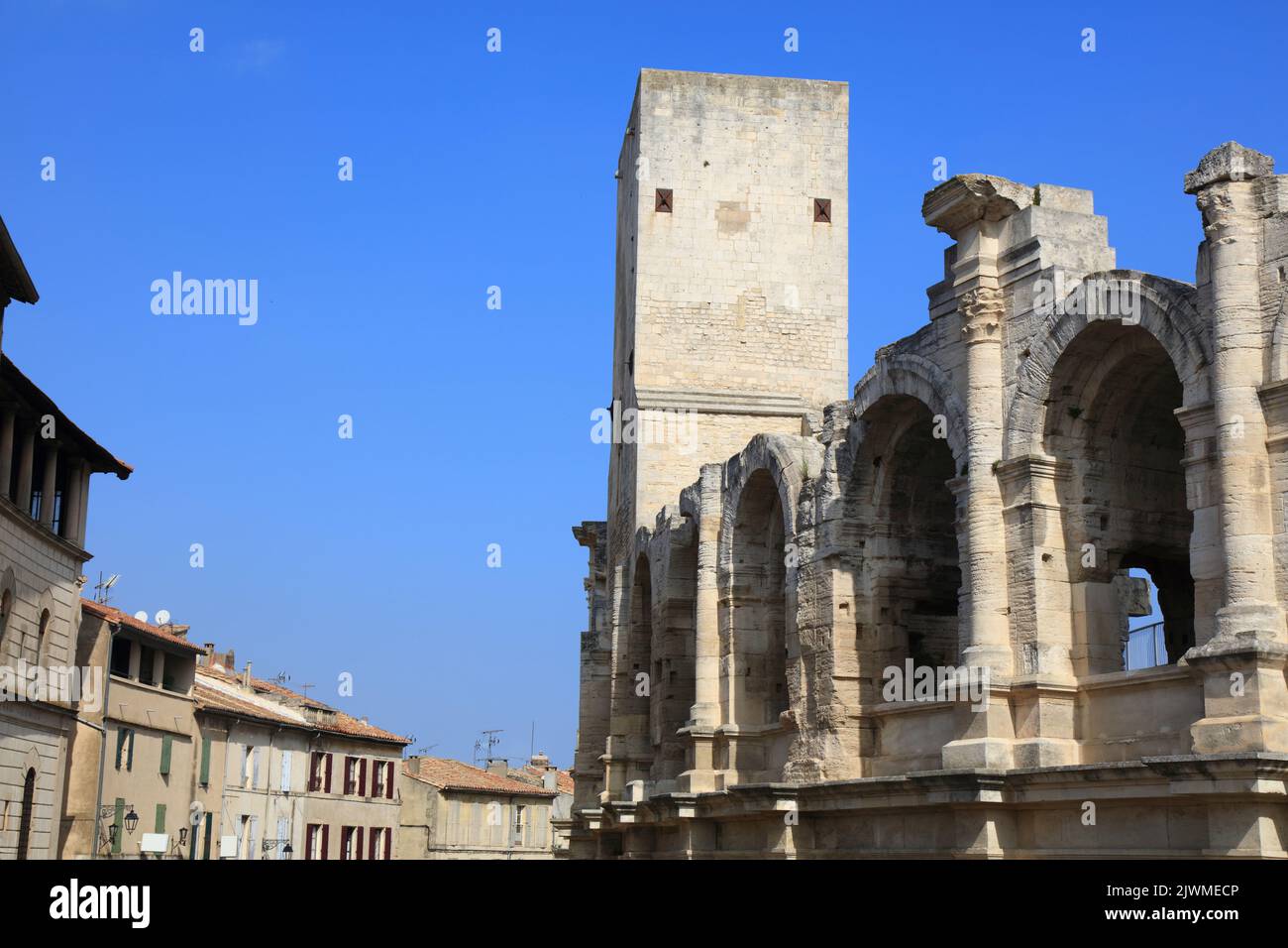 Arles town in Provence, France. UNESCO world heritage site - ancient ...