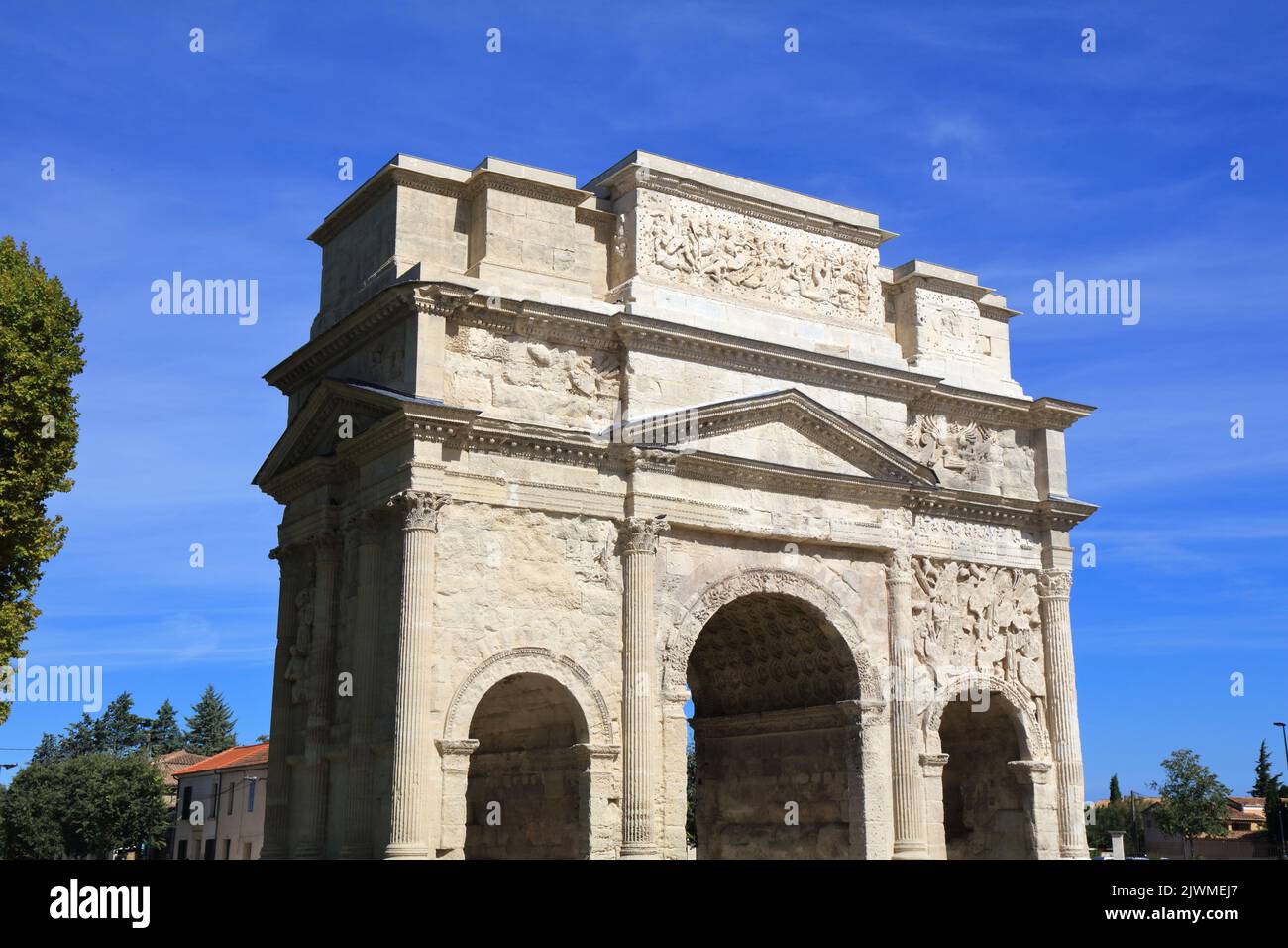 Orange town in Provence, France. UNESCO world heritage site - old Roman ...