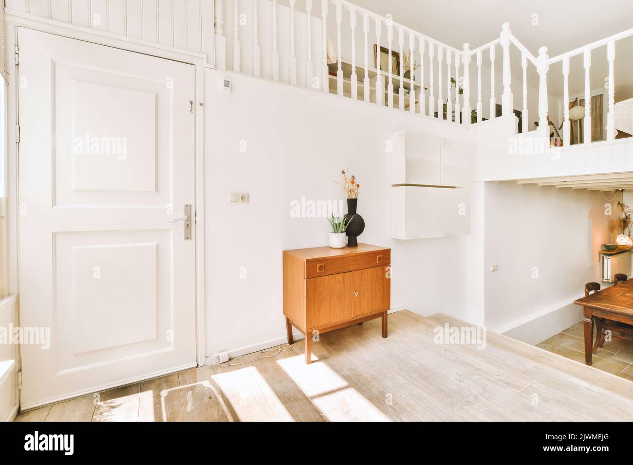 Interior design of modern minimalist style living room with large ...