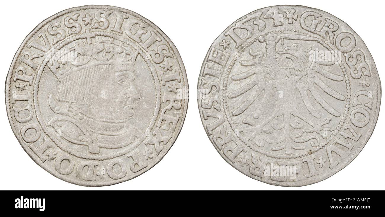 Prussian groschen. Zygmunt I Stary (król polski ; 1506-1548), ruler ...