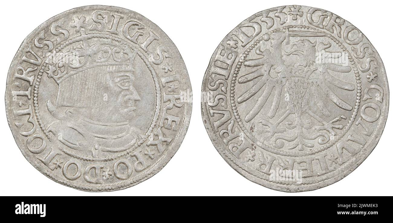 Prussian groschen. Zygmunt I Stary (król polski ; 1506-1548), ruler ...