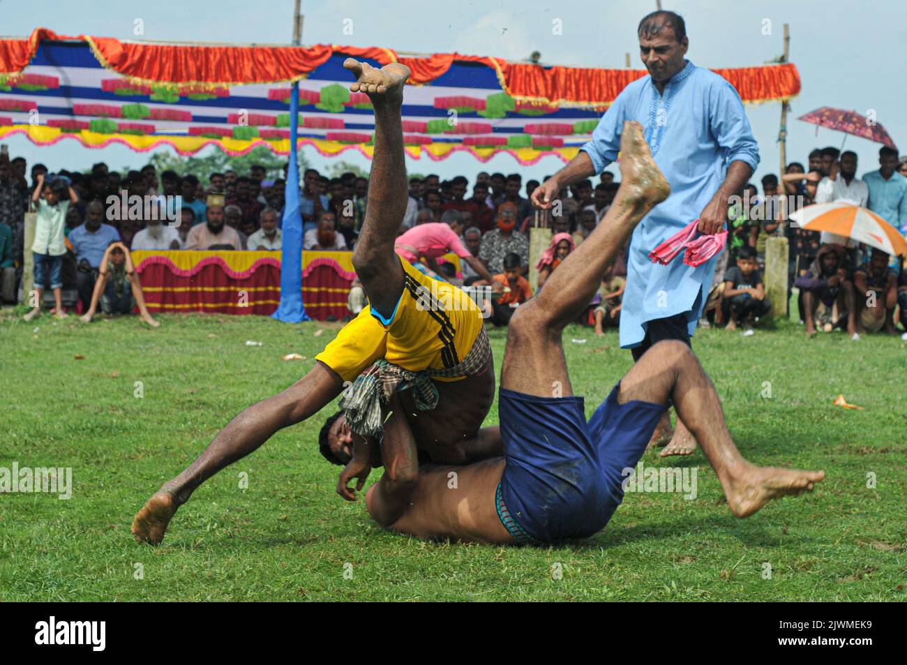 Sylhet, Bangladesh. 6th Sep, 2022. Wrestlers are competing in ...