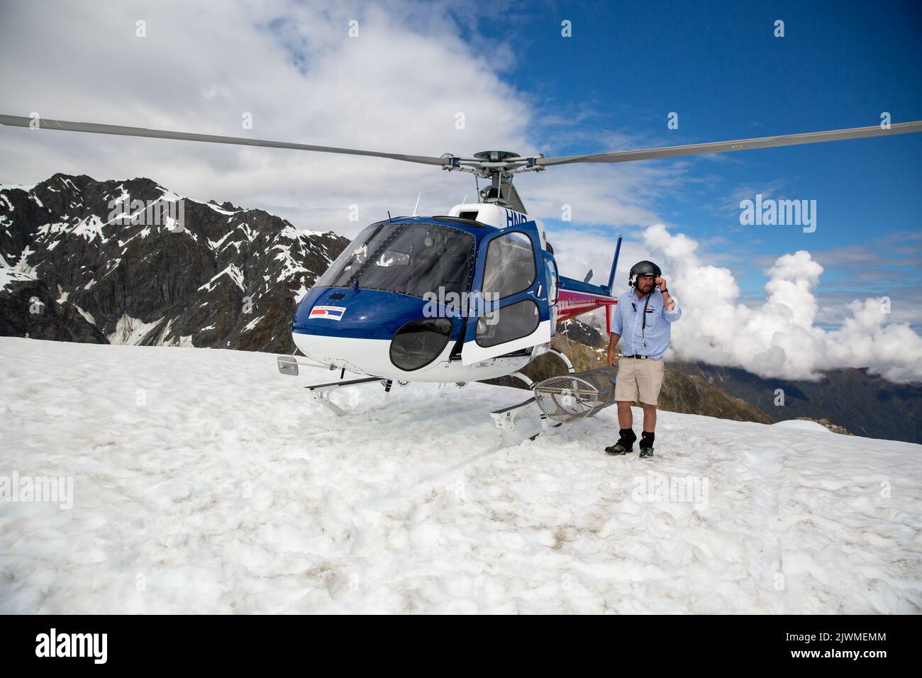 Helicopter pilot portrait on fox glacier in New Zealand Stock Photo - Alamy