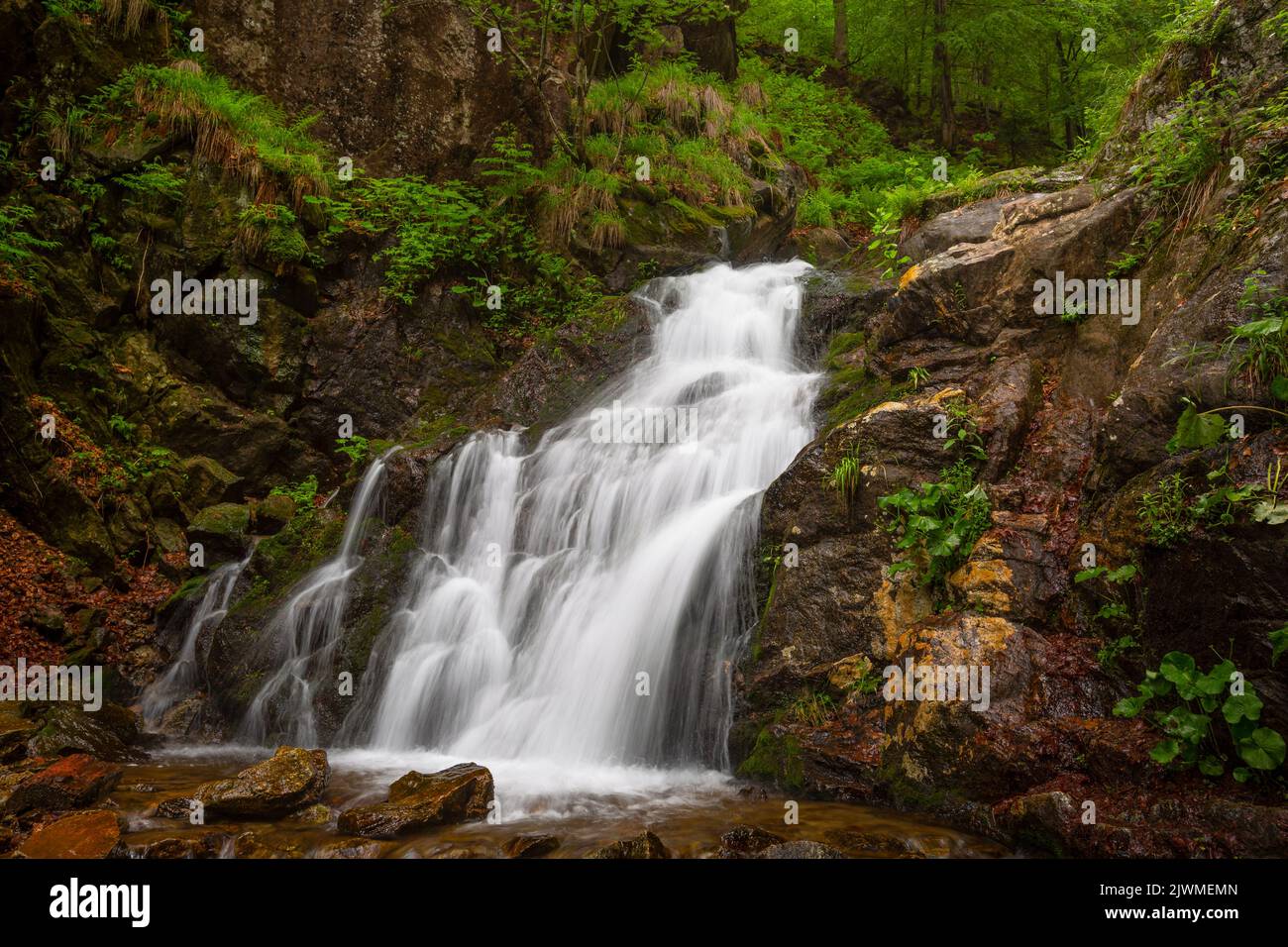 Waterfall on via ferrata hikin route in Mala Fatra mountains Stock ...