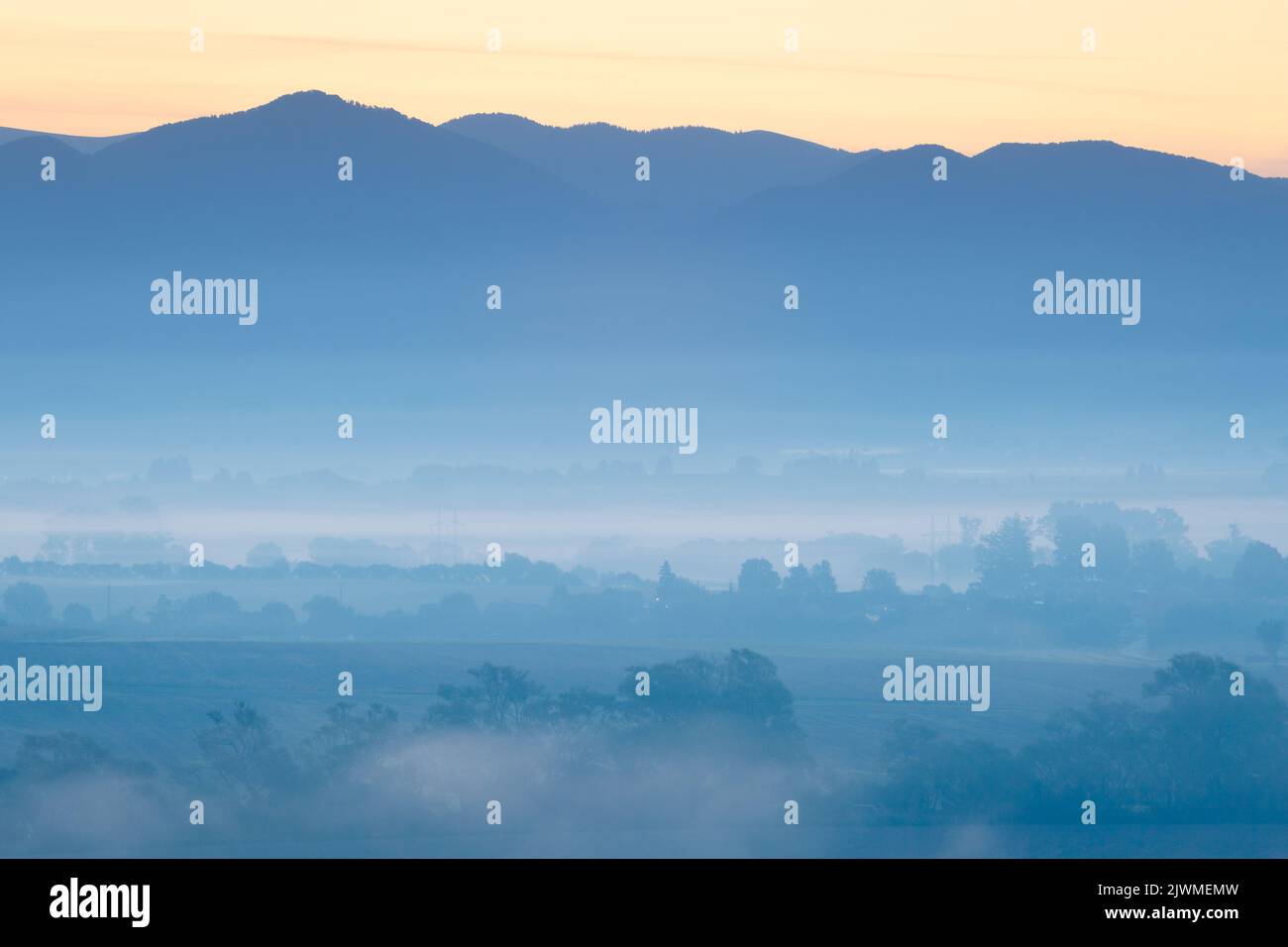 Sunrise at Rudno village in Turiec region, Slovakia Stock Photo - Alamy
