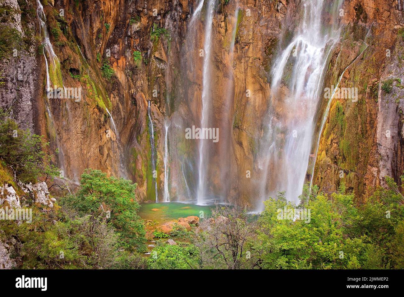 Beautiful Waterfall, Plitvice Lakes National park, Dalmatia, Croatia ...