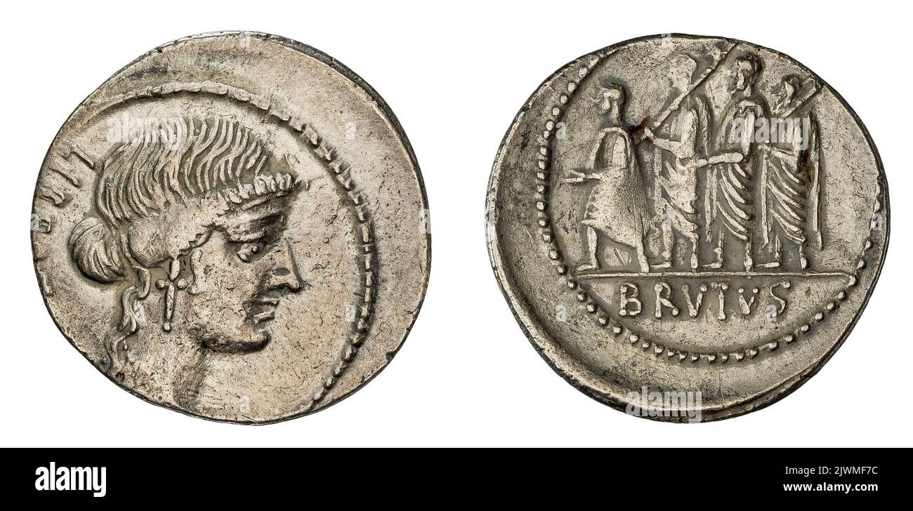 denarius. Brutus, Marcus Iunius (85-42 a.C.), monetary officer ...