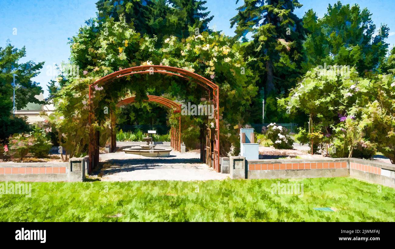 An illustraton of a scenic garden in Seatac, Washington Stock Photo - Alamy