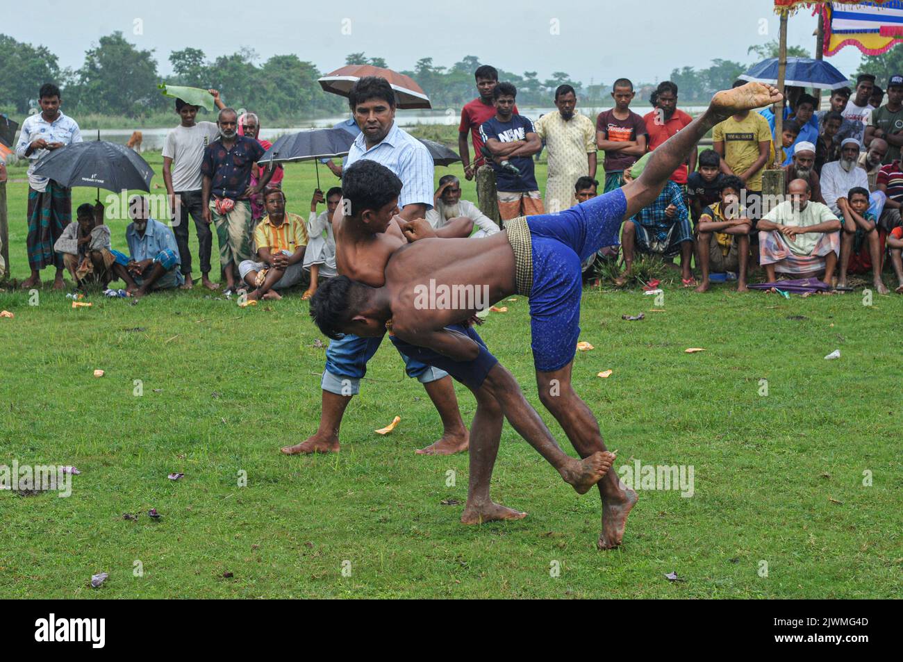 Sylhet, Bangladesh. 6th Sep, 2022. Wrestlers are competing in ...