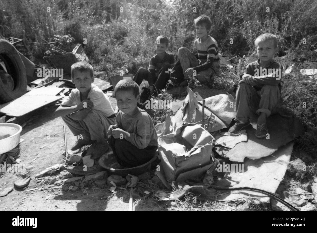 Homeless children living at the outskirts of Bucharest, Romania, approx ...