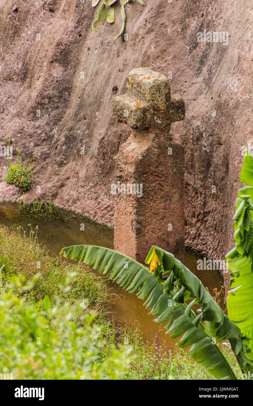 Stone christian cross in Lalibela, Ethiopia Stock Photo - Alamy