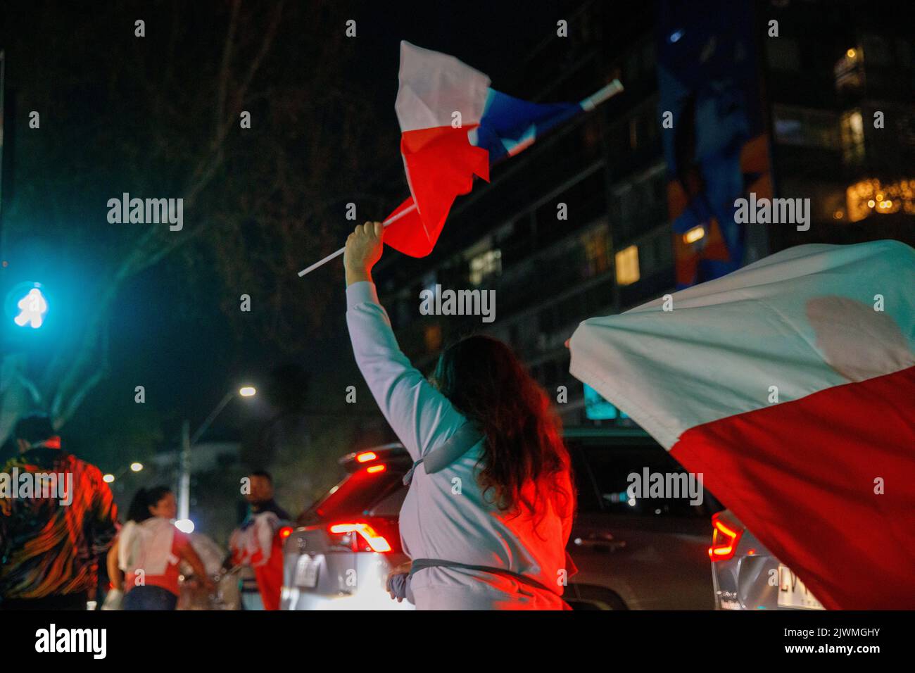 A lady celebrating over the rejection of a leftist constitution Stock ...
