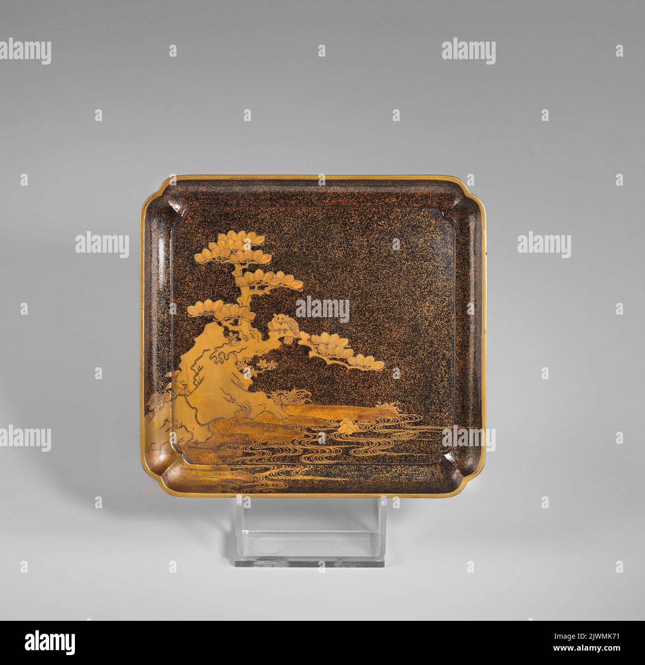 Square tray with landscape. unknown, craftsman Stock Photo - Alamy