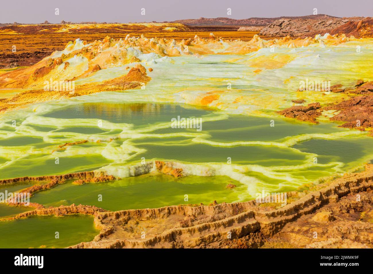 Colorful sulfuric lakes of Dallol volcanic area, Danakil depression ...