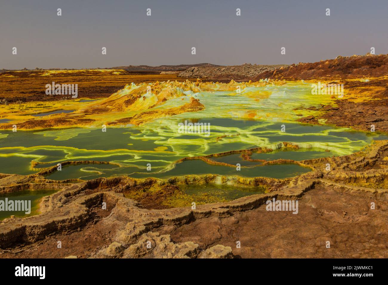 Colorful sulfuric lakes of Dallol volcanic area, Danakil depression ...