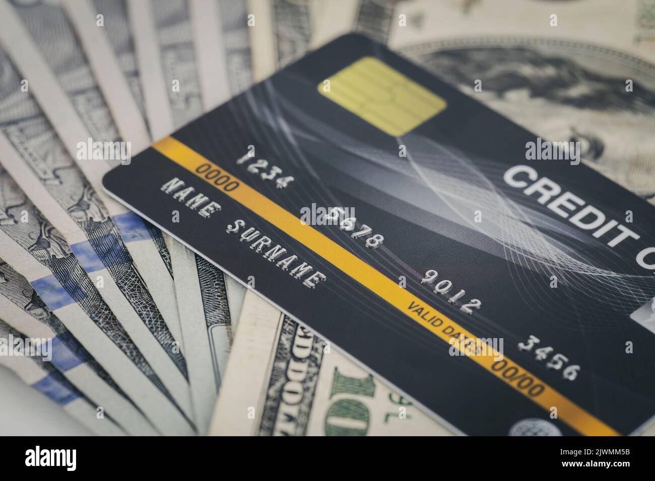 Credit card on dollars bank background , business shopping online ...