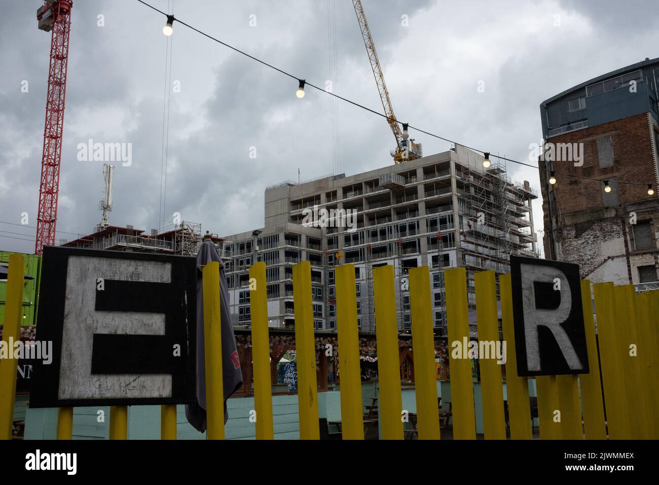 Building construction site in the Merchant City, in Glasgow, Scotland ...