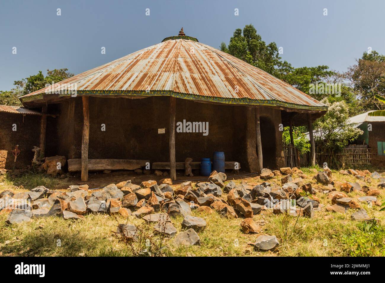 Small church of Ura Kidane Meret (Mihret) monastery at Zege peninsula ...
