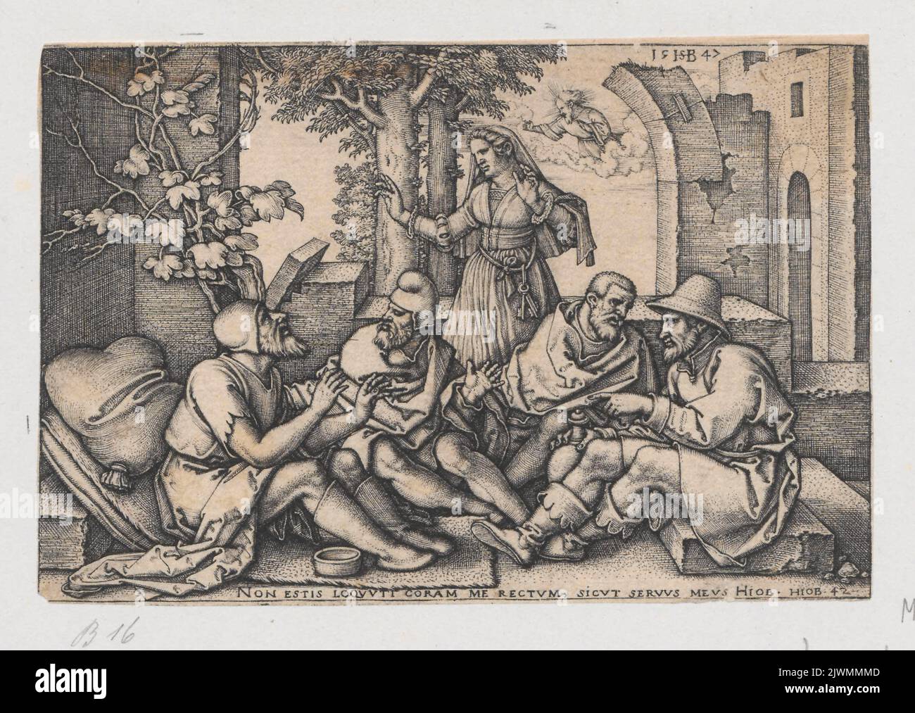 Hiob Talking to His Friends. Beham, Sebald (1500-1550), graphic artist ...