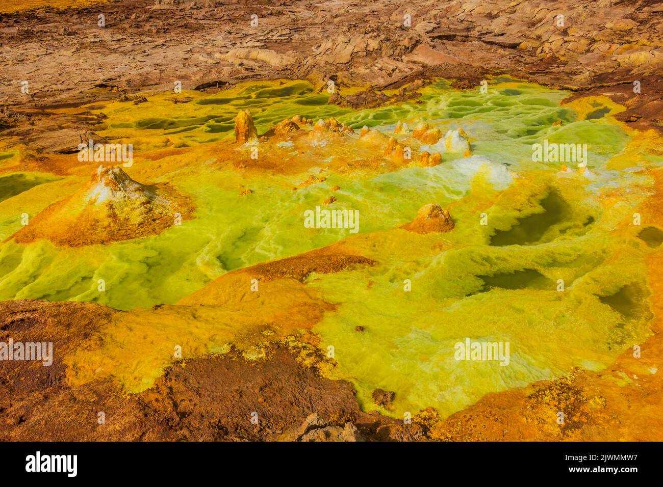 Colorful sulfuric springs in Dallol volcanic area, Danakil depression ...