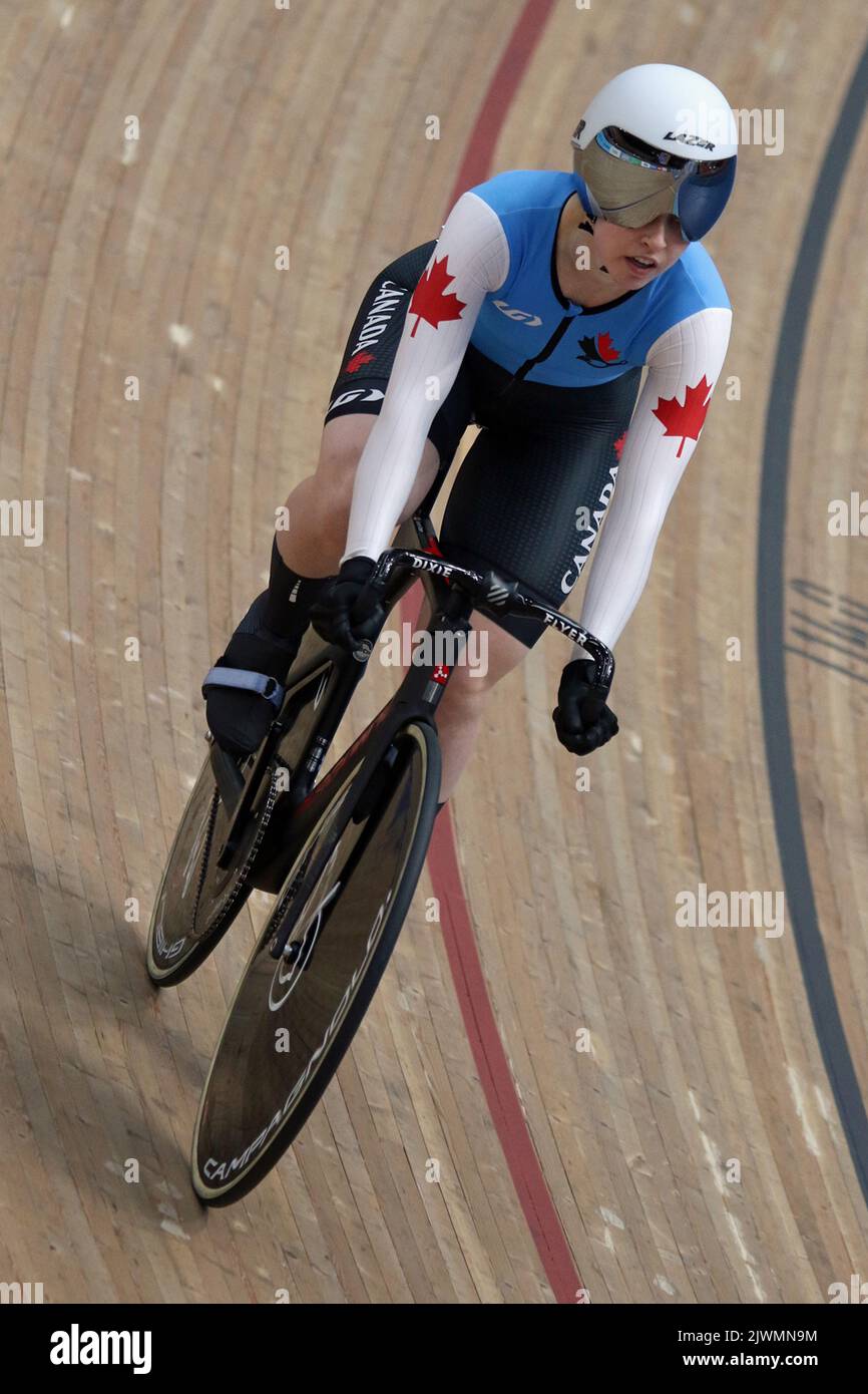 Sarah Orban of Canada in the Women's Sprint cycling at the 2022 ...