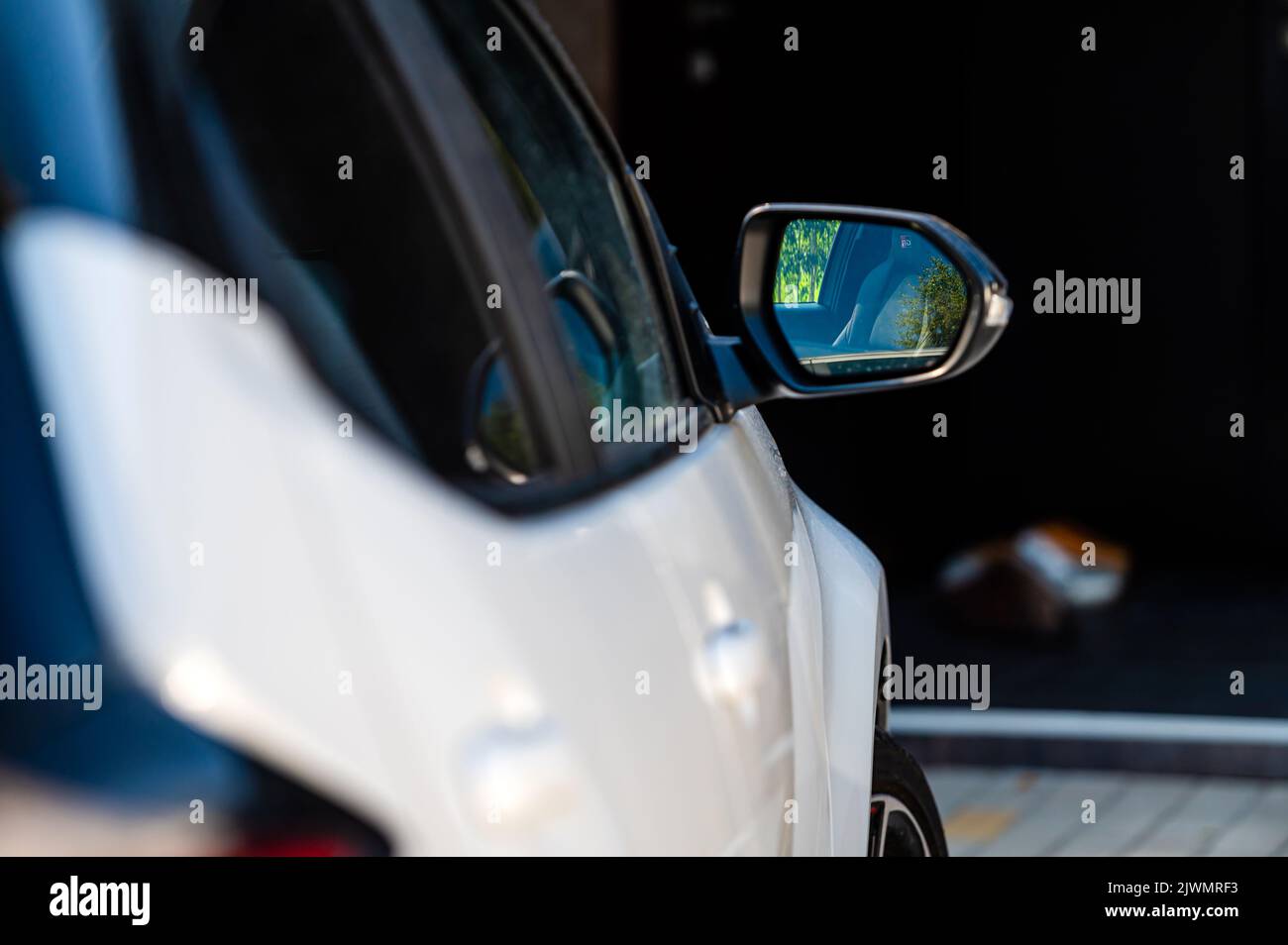 side rear view mirror on a modern car, close-up Stock Photo - Alamy