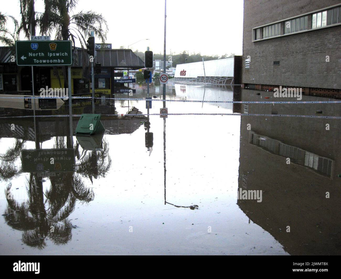 Flood waters across Ipswich. Around 900 people spent the night in ...