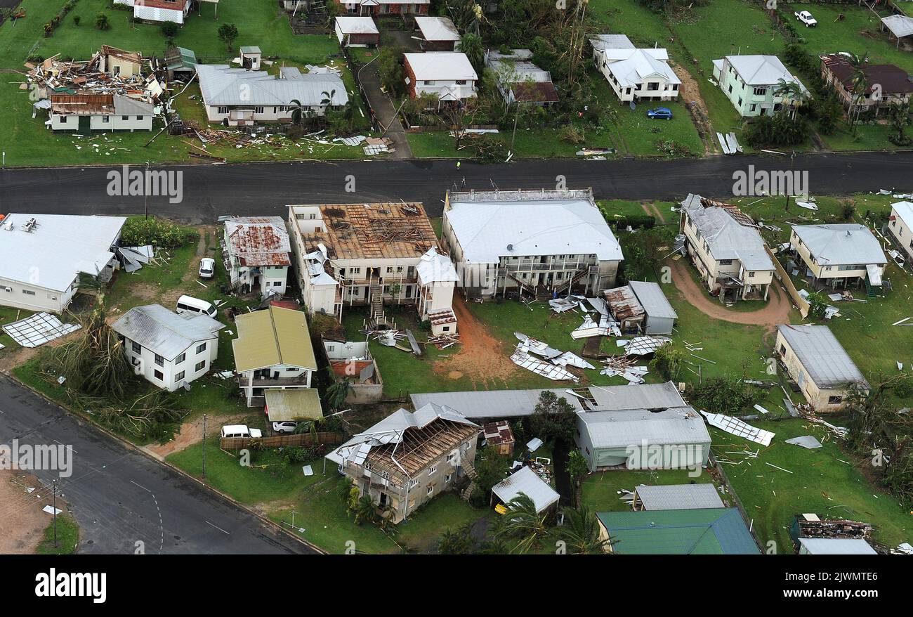 Homes are destroyed in Tully, North Queensland, as a result of category ...