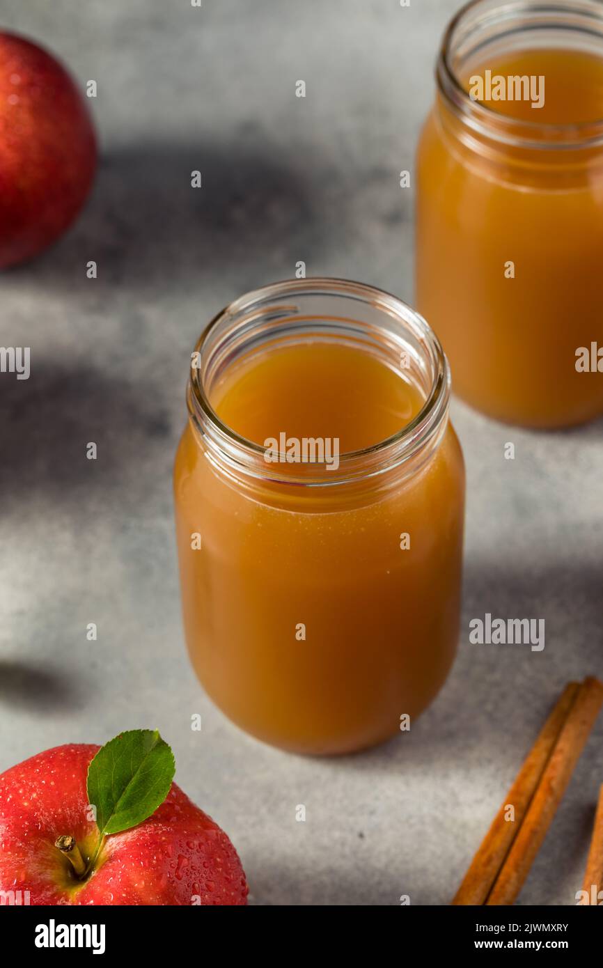 Cold Refreshing Autumn Apple Cider in a Glass Stock Photo - Alamy