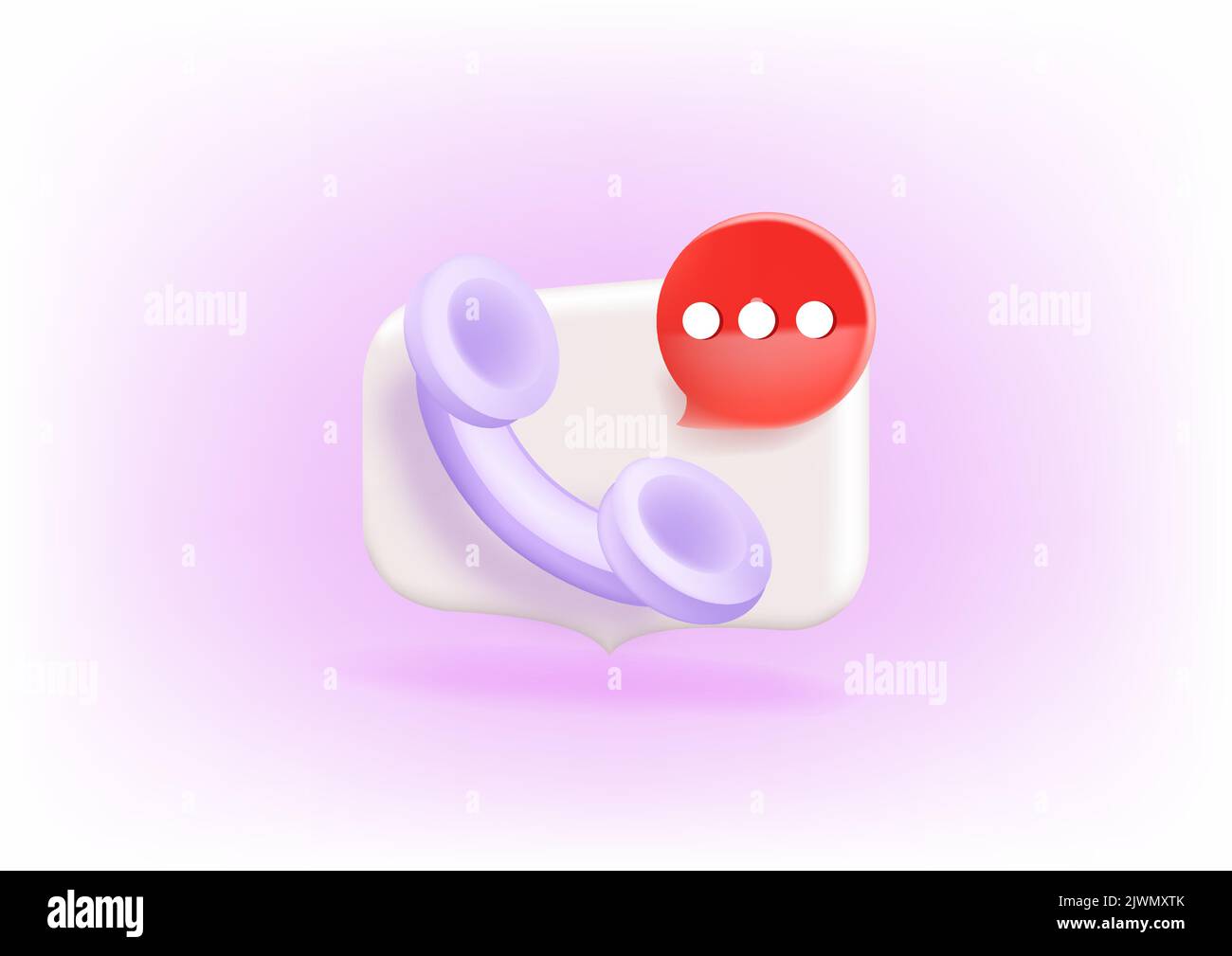 3d call center icon and bubble talk on white background Stock Vector ...